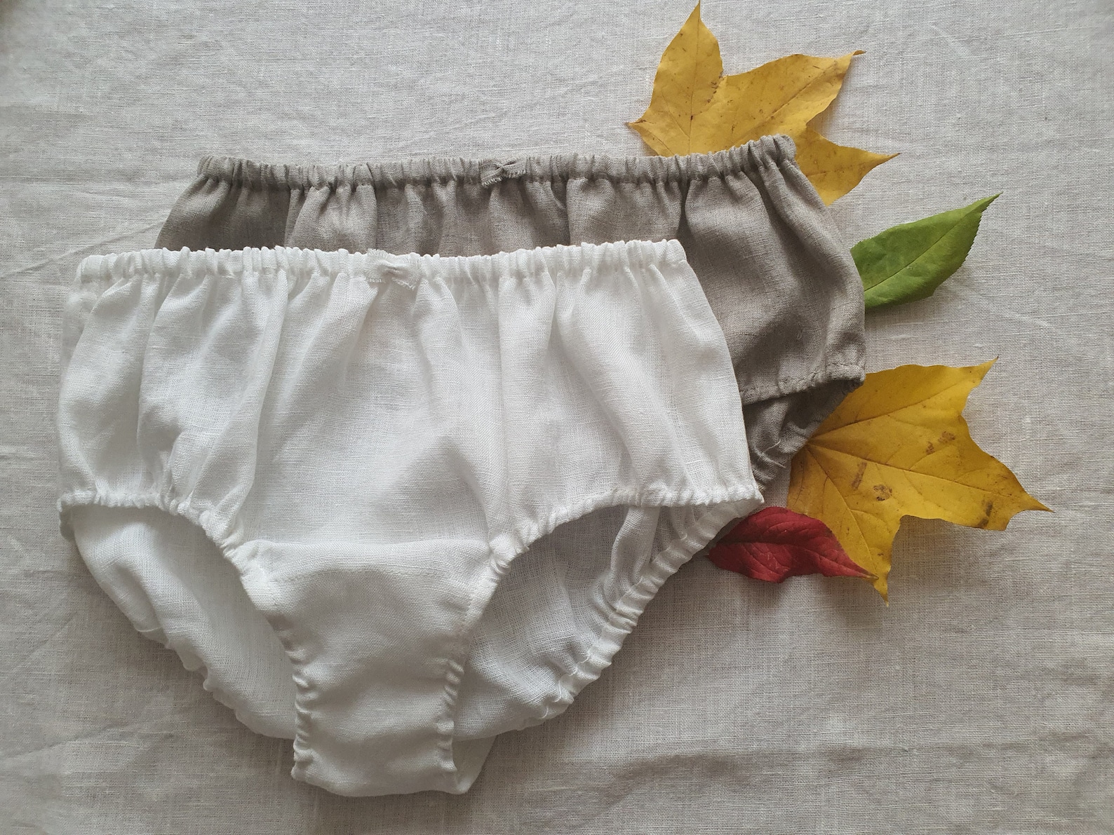 Linen Panties Knickers Midi High Set of 2/ Linen Underwear/flax ...