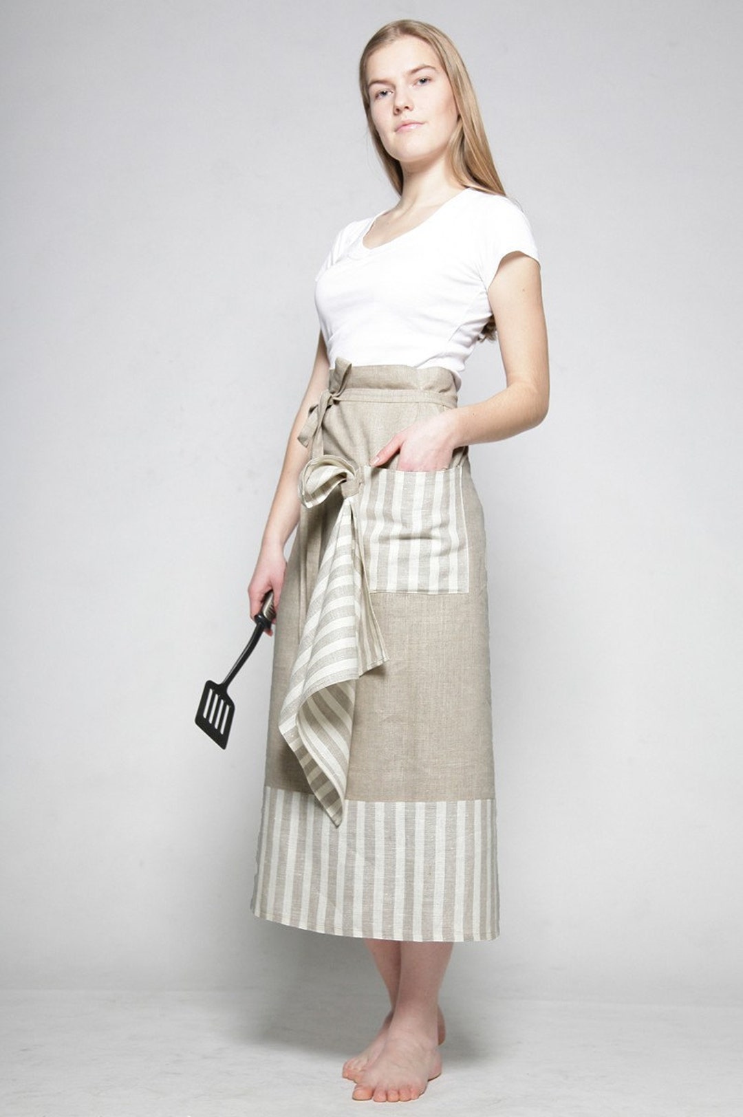 Linen Half Apron and Kitchen Towel/ Chef Apron/ Linen Pinafore Apron ...