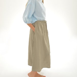 Linen Midi Skirt TINA/ Linen Skirt Drawstringed Waist/ Eco Friendly ...