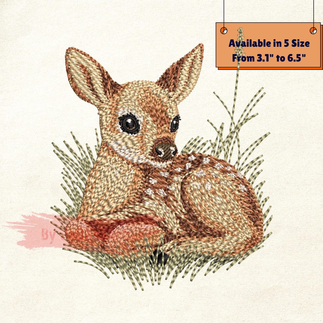 Realistic Fawn Embroidery Design, Woodland Animal Stitch (digital ...