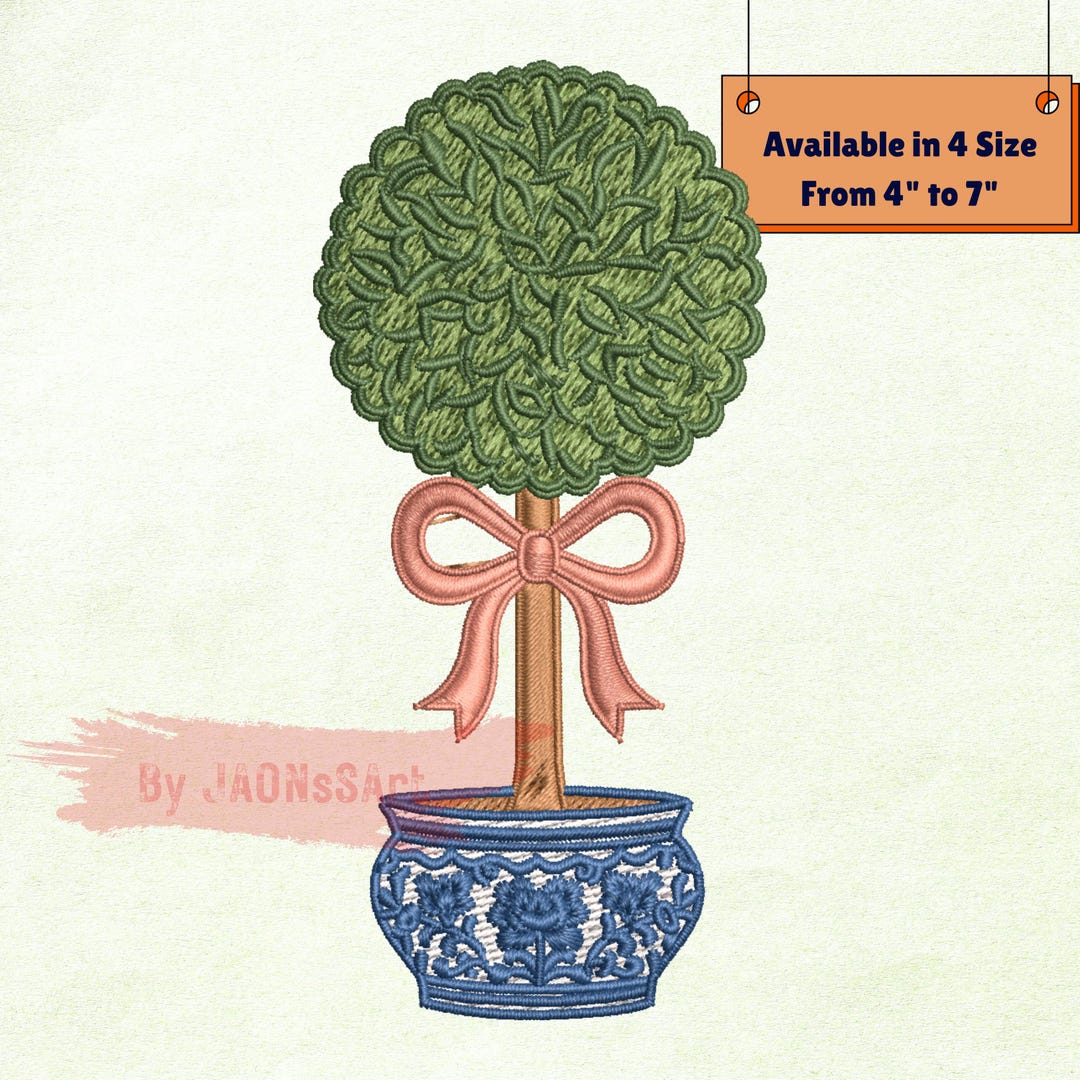 Chinoiserie Willow Tree Embroidery File, Elegant Topiary Machine ...