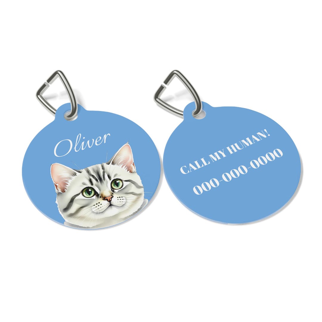 Custom Cat Name Tag | Personalized Cat ID Tag | Pet Tag From Photo ...