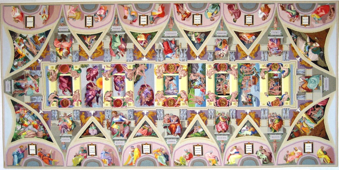 Counted Cross-stitch Pattern in Full Color of the Entire Sistine Chapel ...