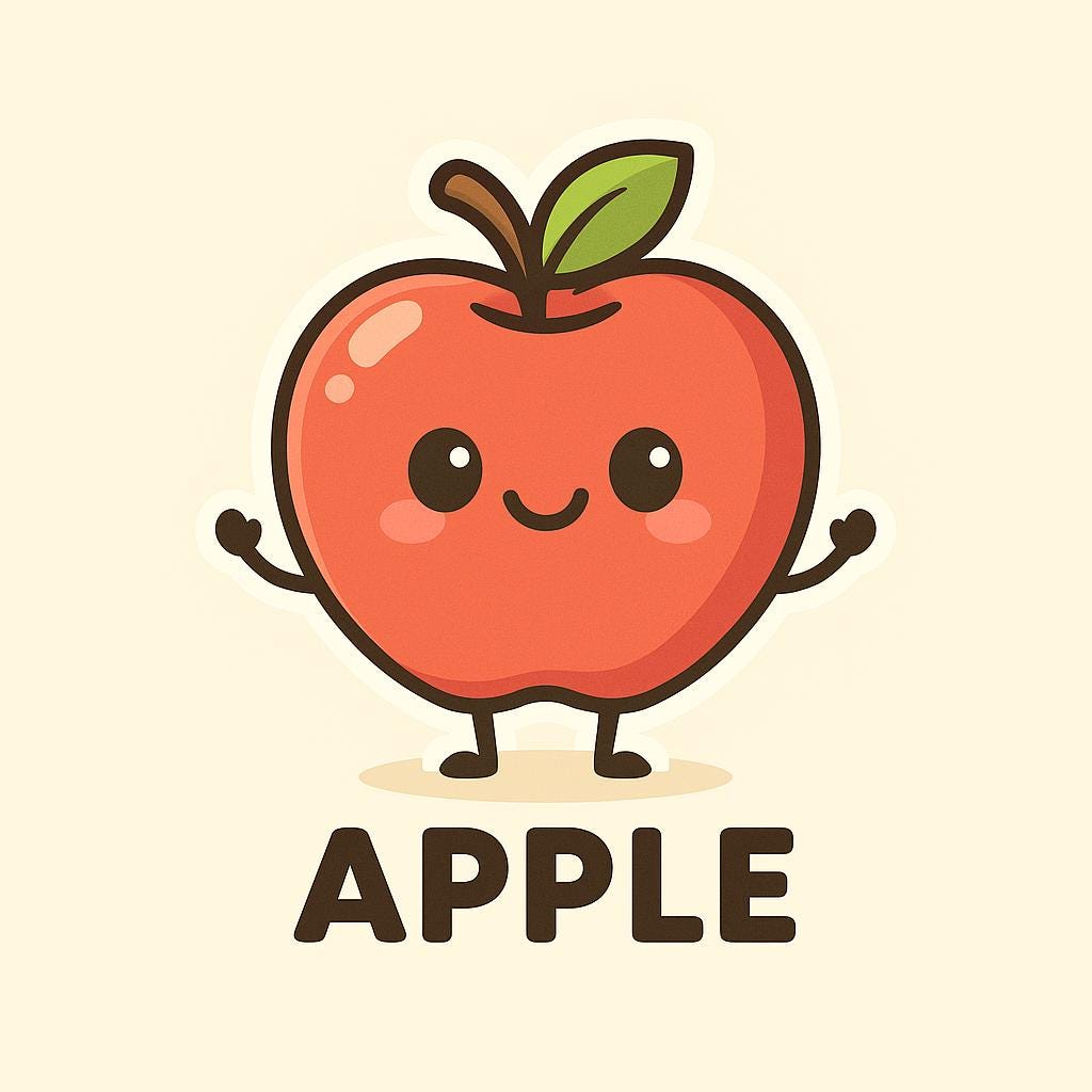 Cute Apple Logo – Kawaii Fruit Character Design – Digital Download - Etsy