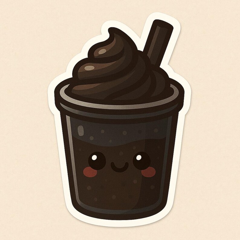 Cute Chocolate Drink Sticker – Kawaii Dessert Sticker for Cups, Laptops ...