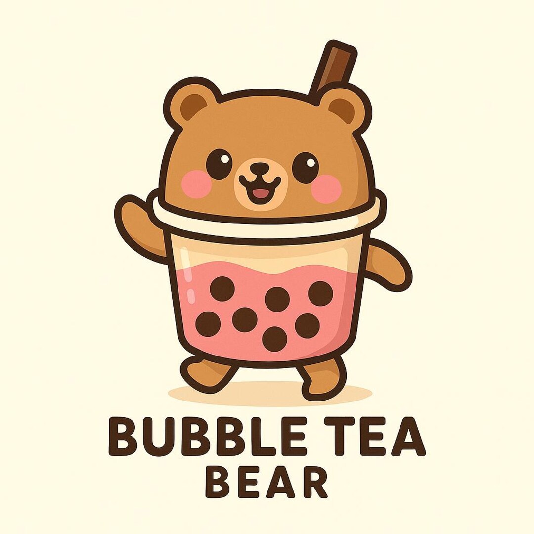 Bubble Tea Bear Logo • Cute Kawaii Boba Mascot • Small Business ...