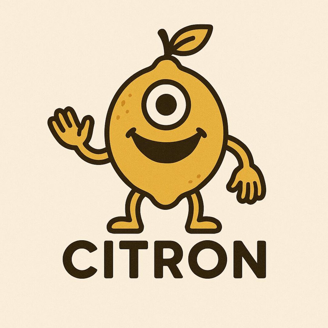 Cute Lemon Monster Logo – Kawaii One-eyed Citron Character – Digital ...