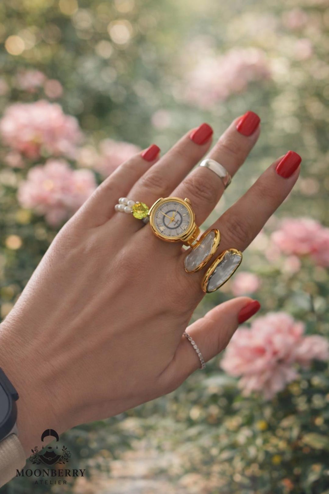 Vintage Style Finger Ring Watch Adjustable Quartz Ring Watch for Women ...