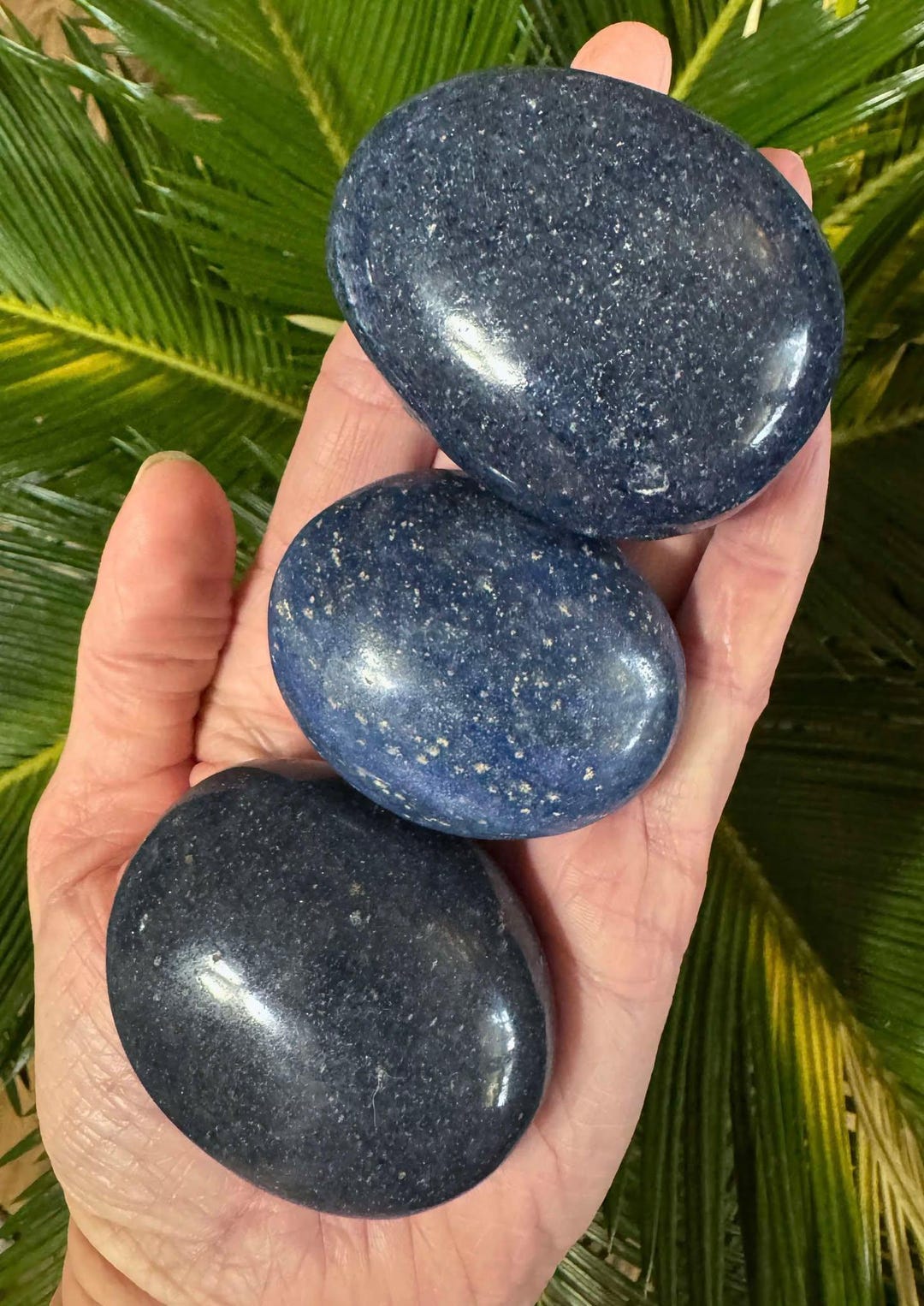 Dumortierite Palm Stone | Polished Blue Crystal for Intuition, Calm ...