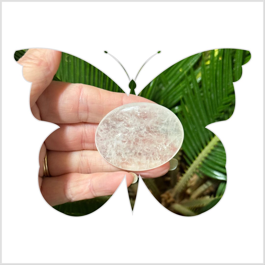 Clear Quartz Worry Stone: Polished Crystal Palm Stone (1.75" X 1.25 ...
