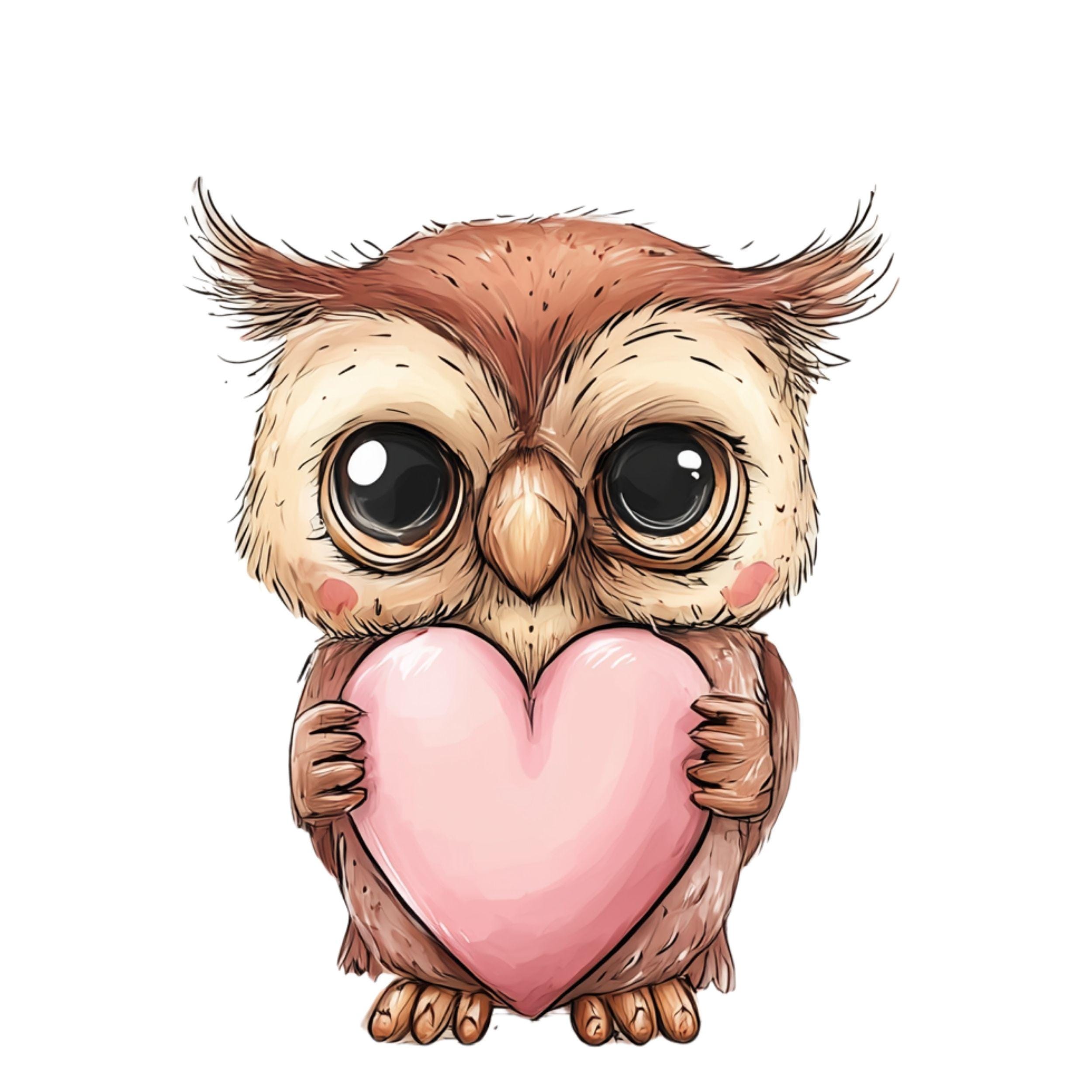 Valentine Owls Clipart, Whimsical Love Nursery Art (digital Download ...