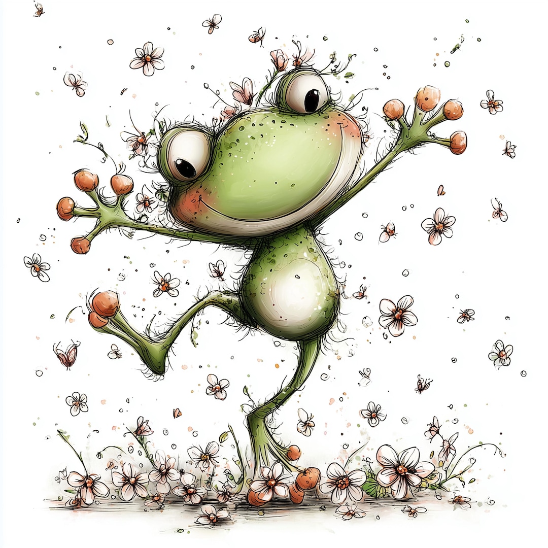 Watercolor Frog Clipart Bundle for Spring Crafts, Cute Cottagecore Frog ...