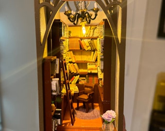Library Book Nook Diorama Miniatures Bookshelf Insert Miniature Library ...