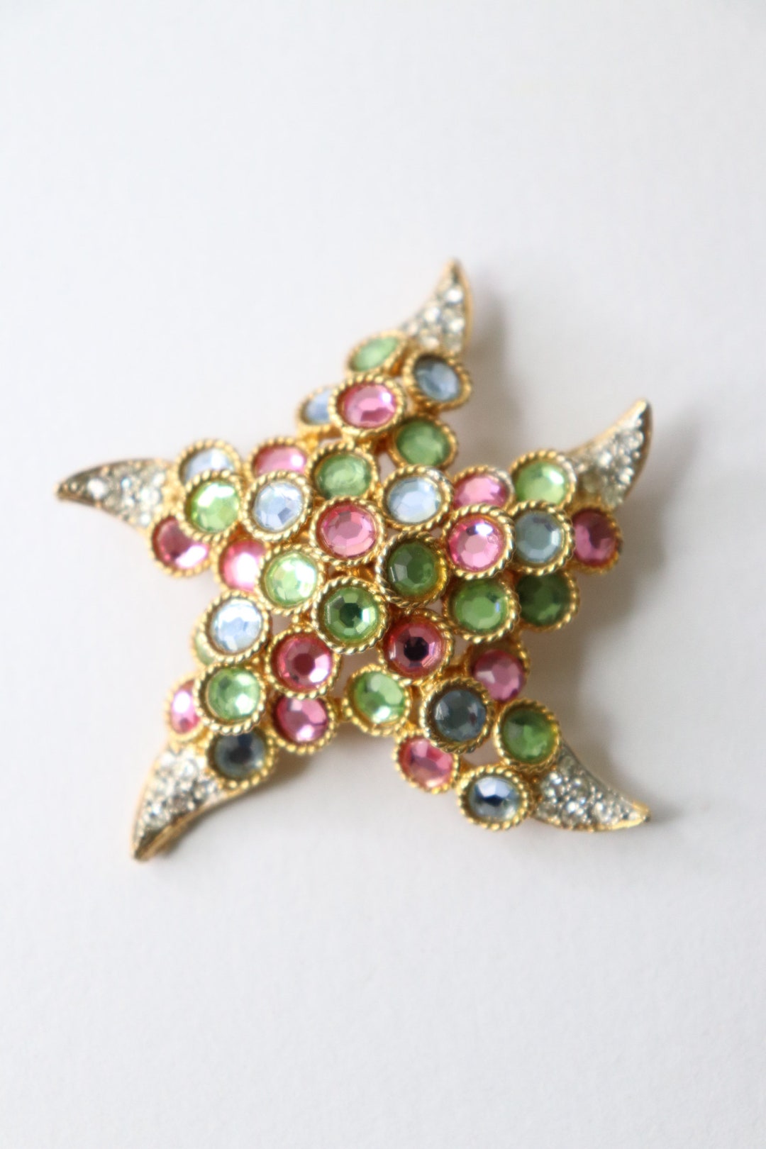 Beautiful Large Craft Signed Starfish Brooch Swarowski Vintage - Etsy
