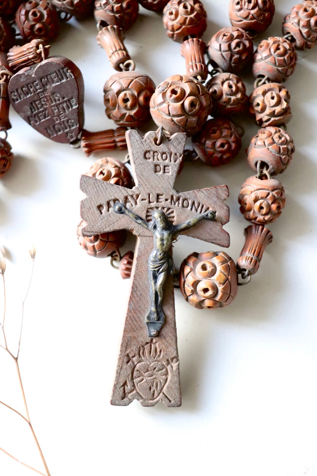 Huge French Monks Belt Rosary Paray Le Monial Carved Wood - Etsy