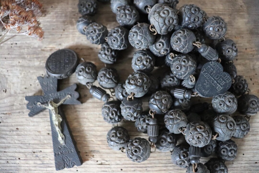 Huge French Monk's Belt Rosary Souvenir Lourdes Carved Wood - Etsy