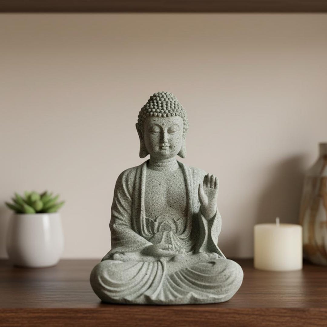 Mini Zen Buddha Statue – Sandstone Figurine for Home, Office & Aquarium ...