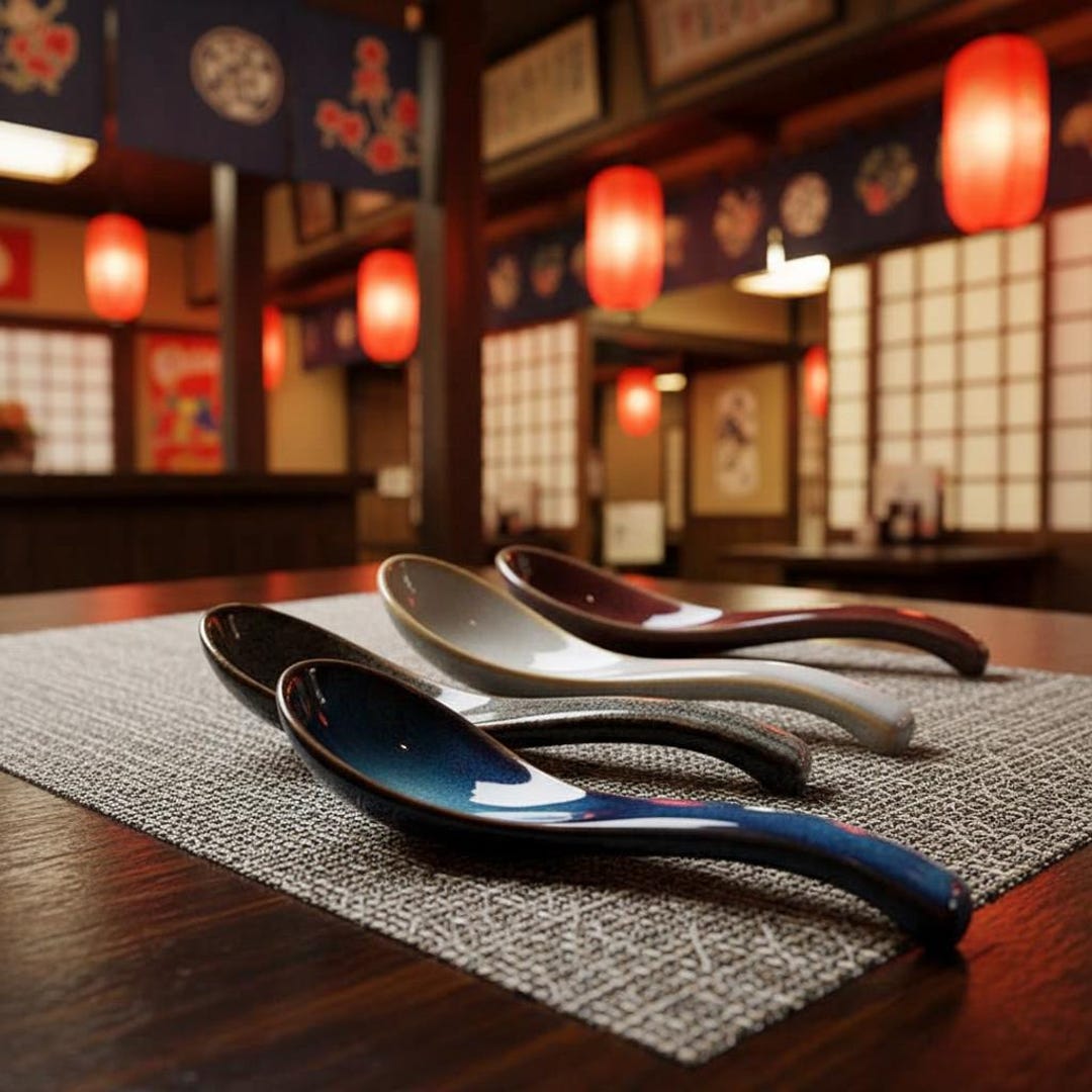 Japanese Ceramic Soup & Rice Spoon Set – Aesthetic Ramen, Pho, Cereal ...