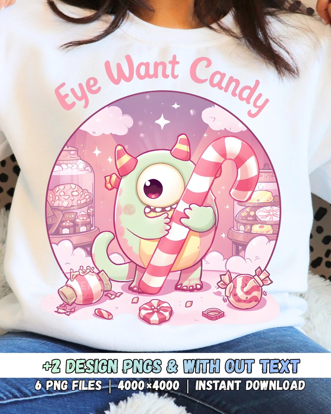 Christmas Candy PNG • Eye Want Candy Pastel Holiday Monster Sublimation ...