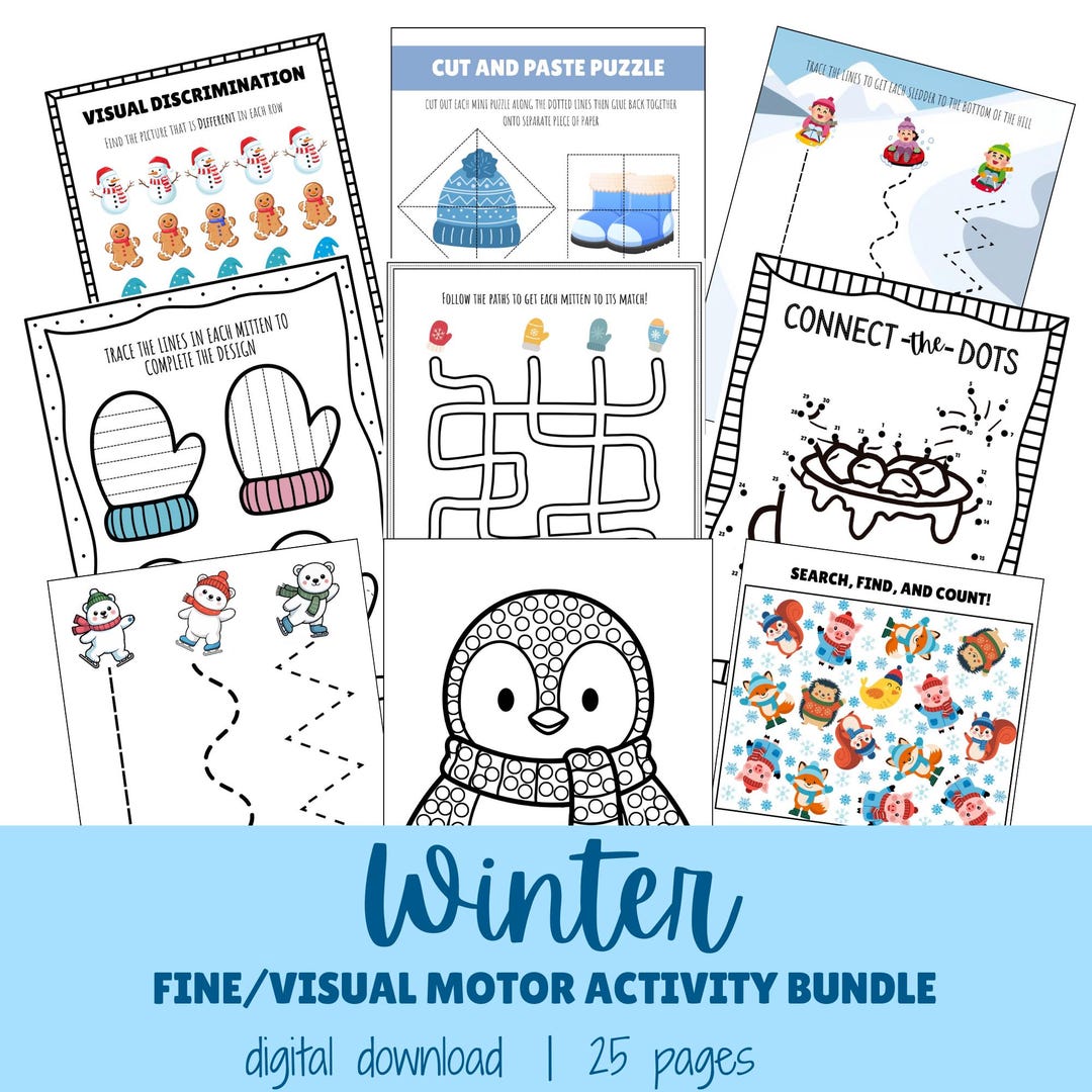 Winter Fine/visual Motor Activity Bundle | Digital Download | 25 Page ...