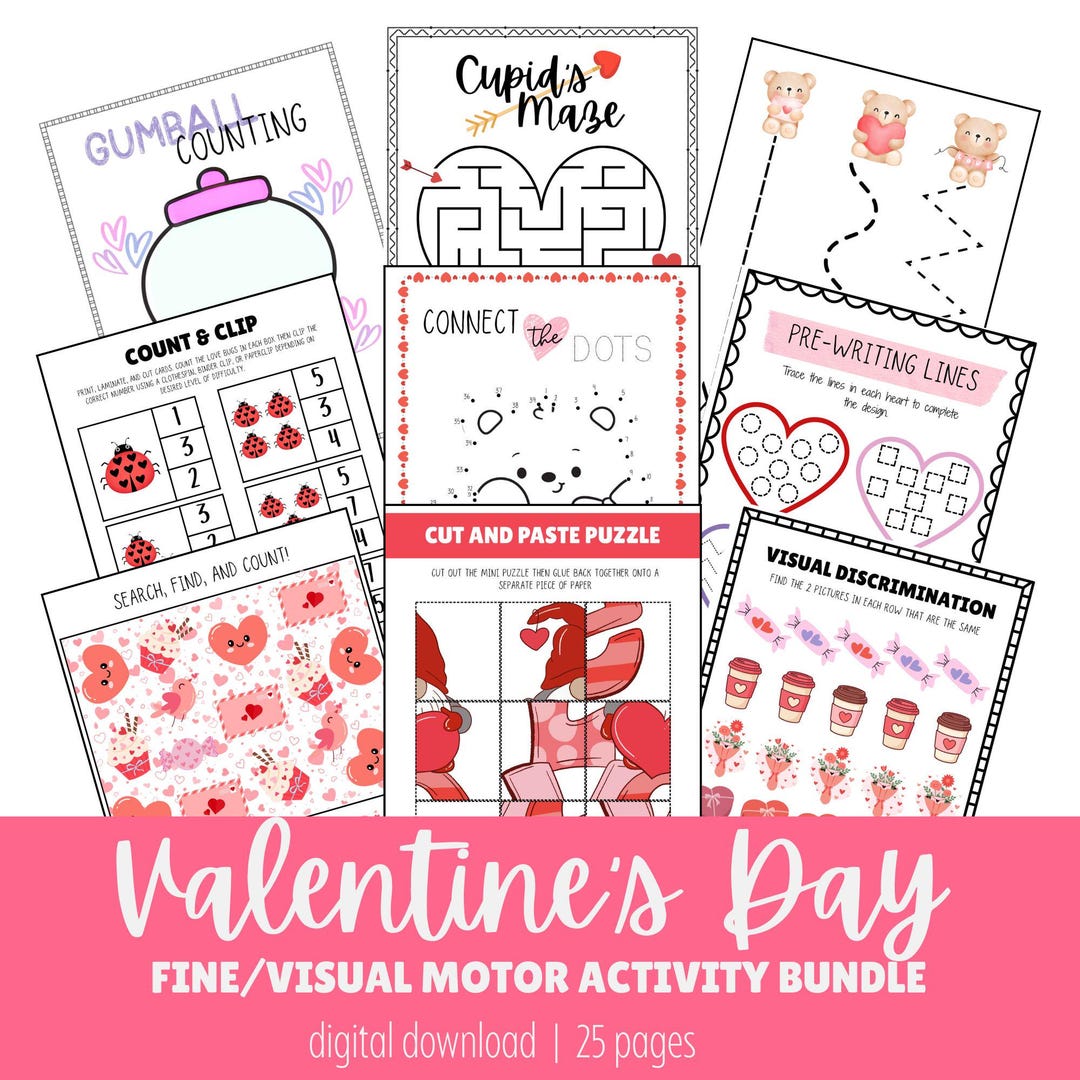 Valentine's Fine/visual Motor Activity Bundle | Digital Download | 25 ...
