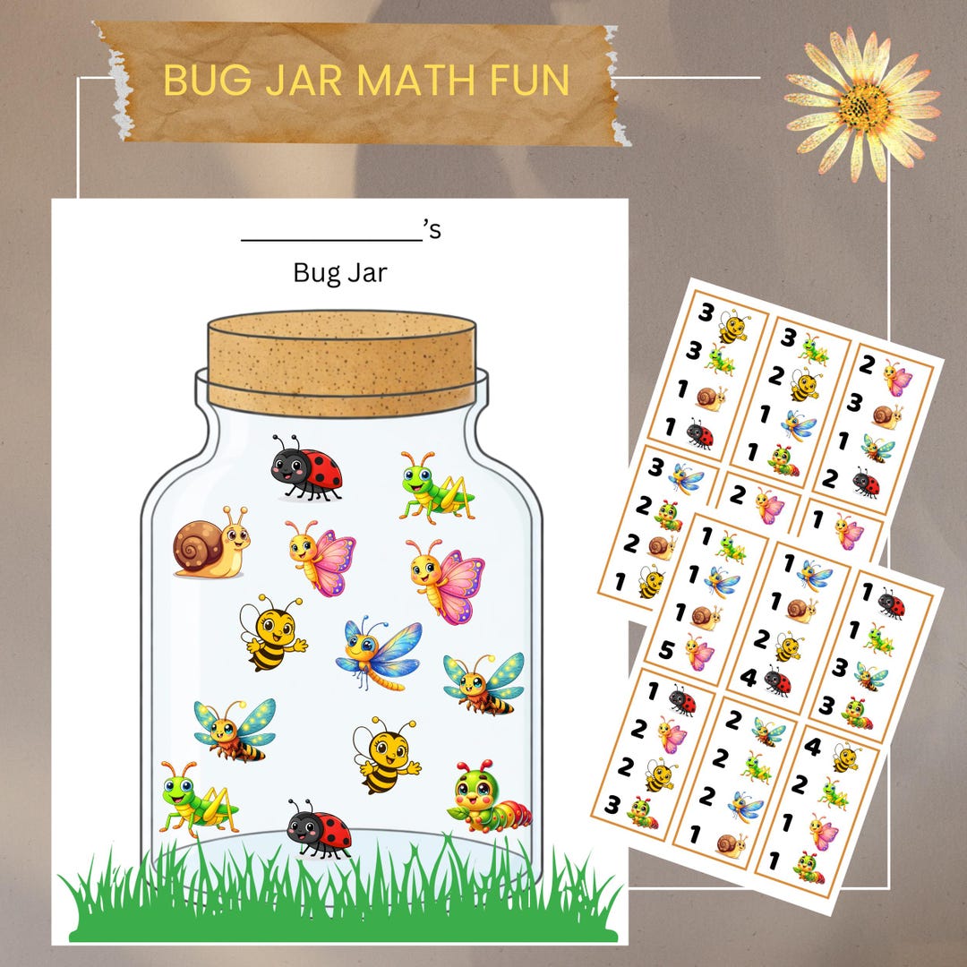 Bug Jar Math Printable, Counting &number Matching Activity 1–5, Insect ...