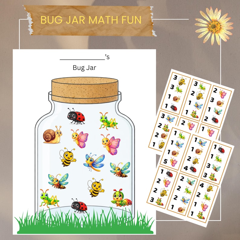 Bug Jar Math Printable, Counting &number Matching Activity 1–5, Insect ...