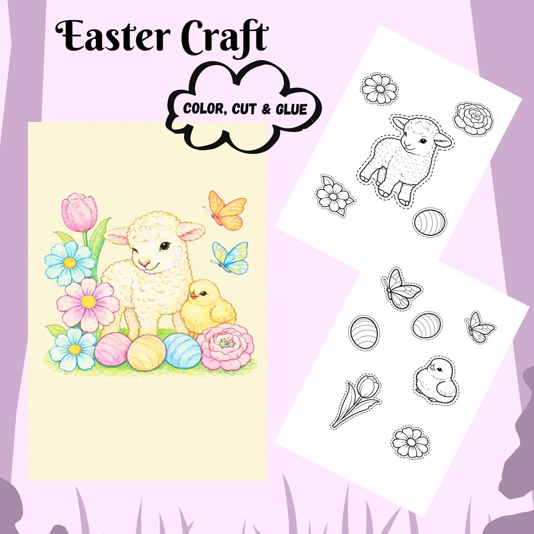 Easter Lamb Craft Printable | Build a Lamb Color Cut and Glue Activity ...