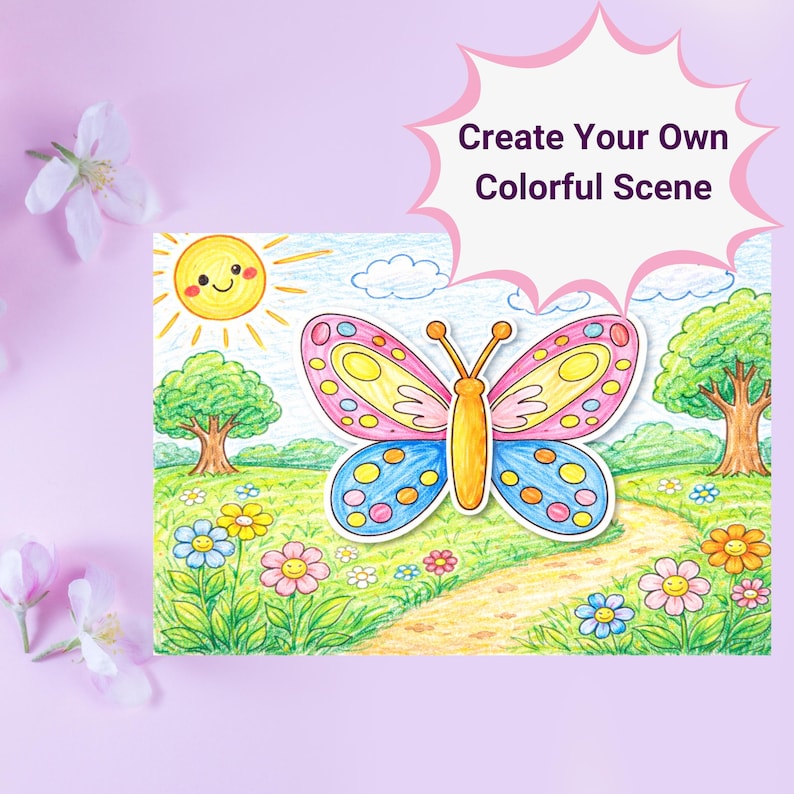 Butterfly Cut & Glue Craft, Printable Color, Cut and Assemble Activity ...