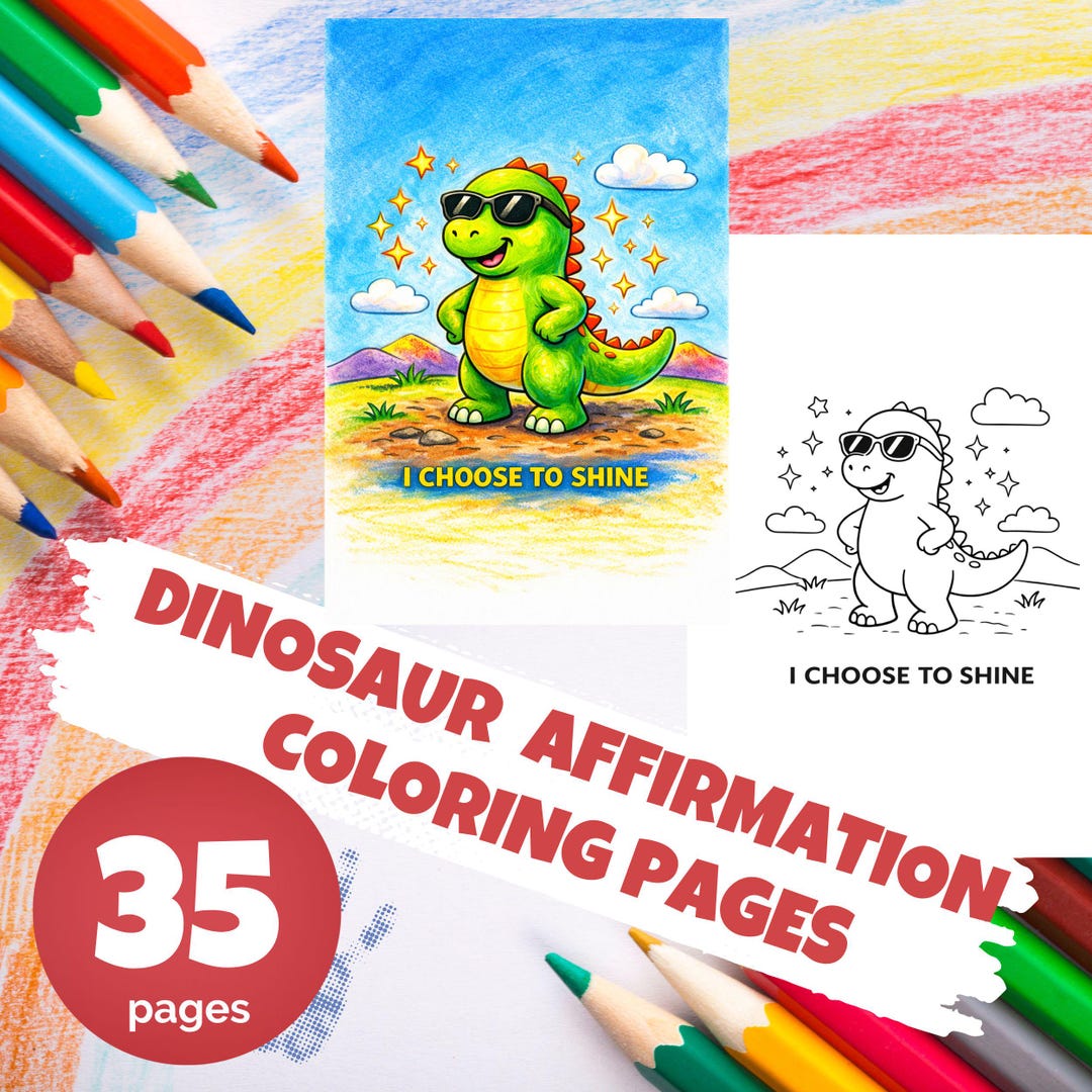 Dinosaur Affirmation Coloring Pages for Kids, Growth Mindset, Positive ...
