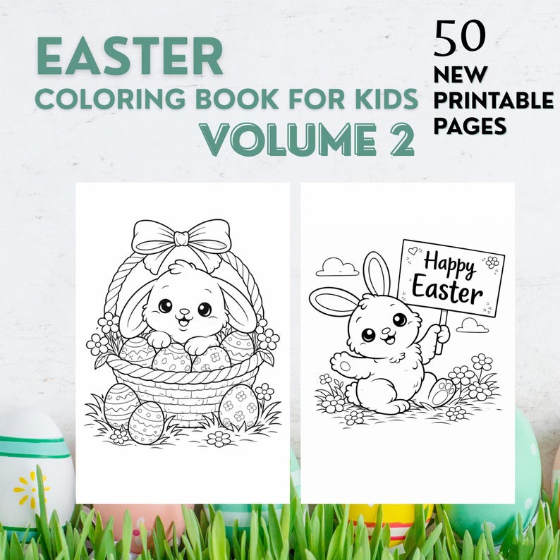Easter Coloring Pages for Kids Volume 2, Printable Easter Coloring Book ...