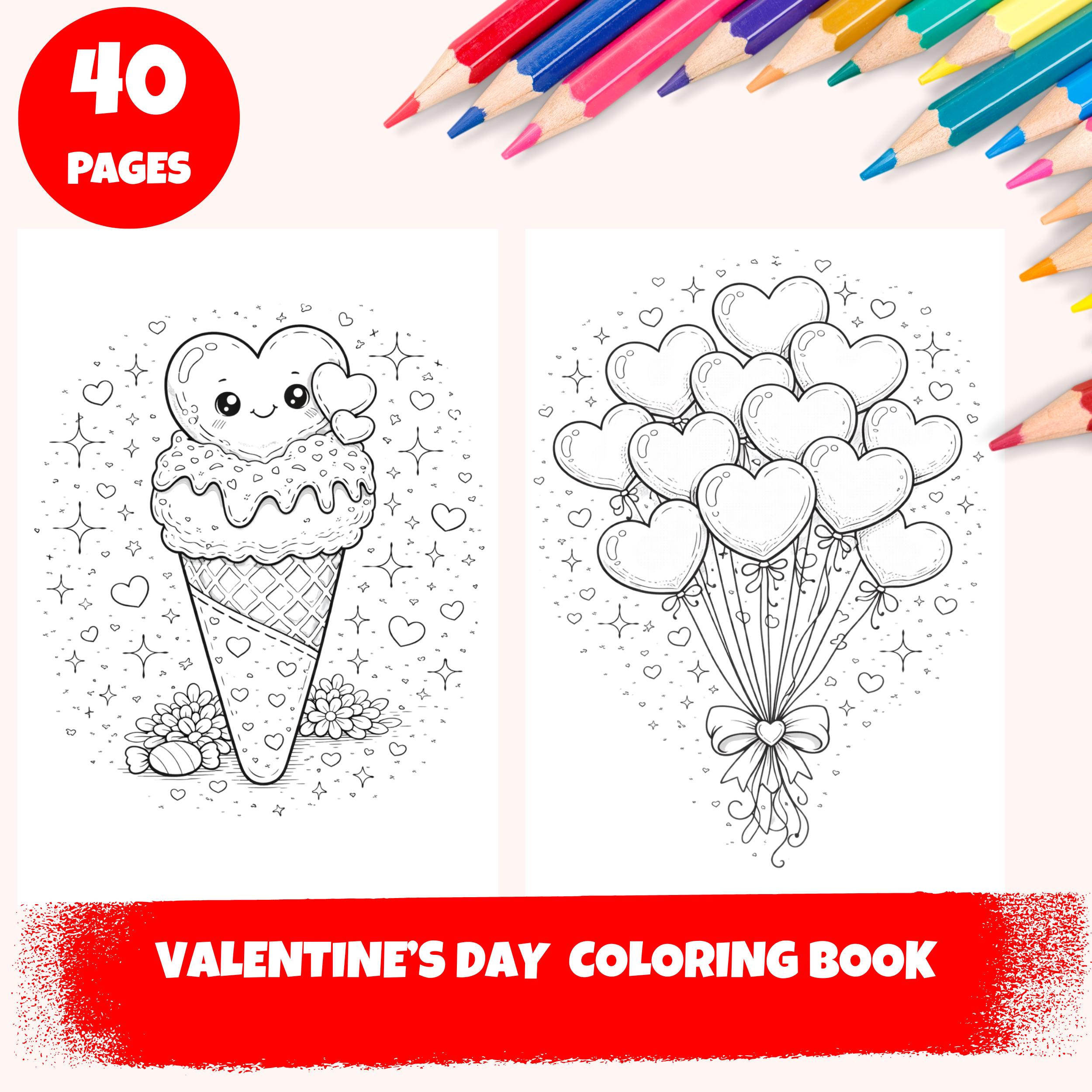 Valentines Coloring Pages for Kids, Valentine's Day Coloring Book ...