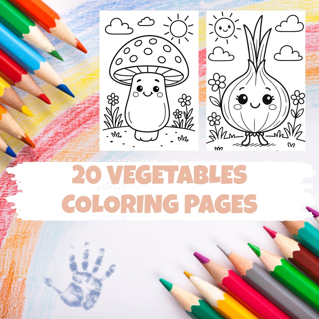 20 Cute Vegetables Coloring Pages for Kids, Kawaii Veggie Coloring ...