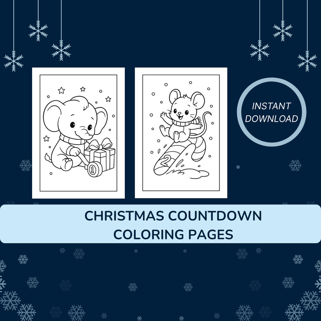 Christmas Countdown Coloring Pages, 25 Day Advent Calendar Printable ...