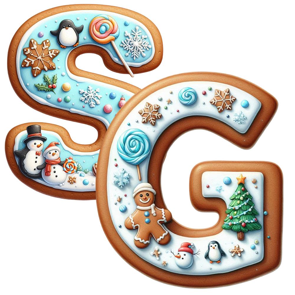 Gingerbread Christmas Alphabet & Numbers PNG, Christmas Clipart. 36PNG ...