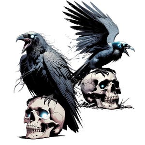 Dark Raven Clipart – 30 PNG Transparent Backgrounds, Gothic Bird Art ...