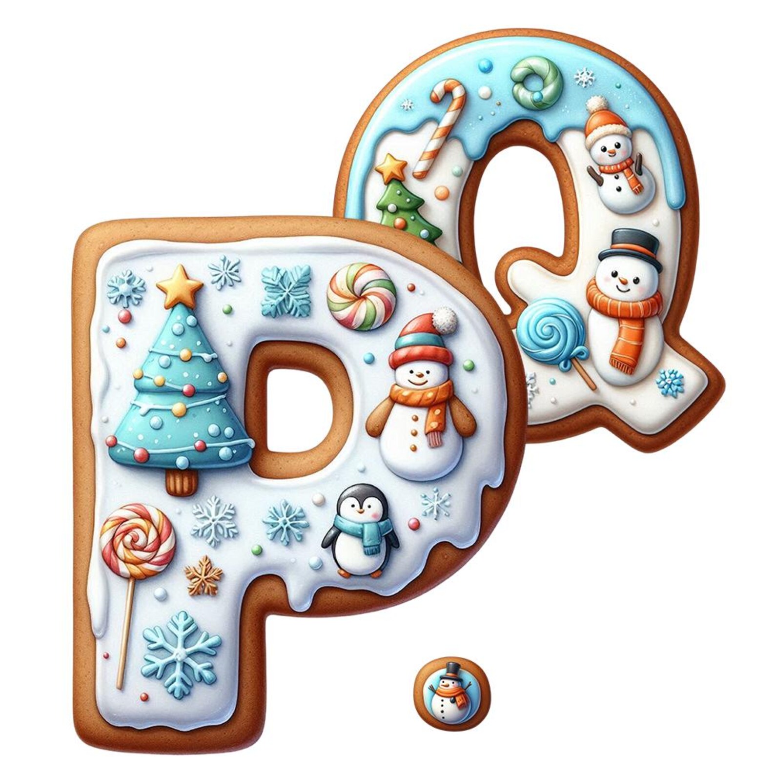 Gingerbread Christmas Alphabet & Numbers PNG, Christmas Clipart. 36PNG ...