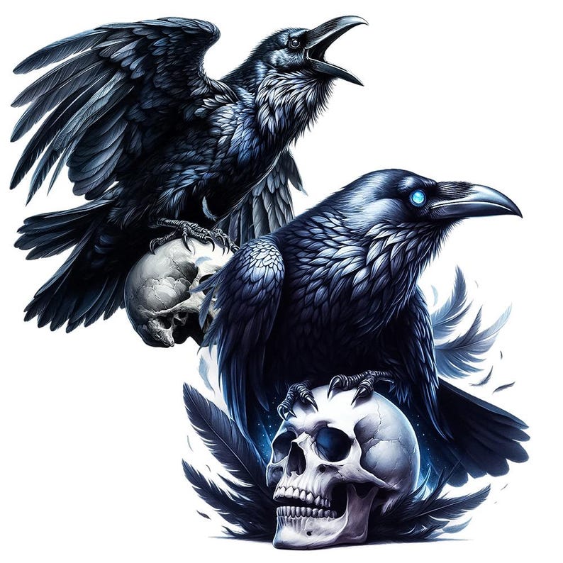 Dark Raven Clipart – 30 PNG Transparent Backgrounds, Gothic Bird Art ...