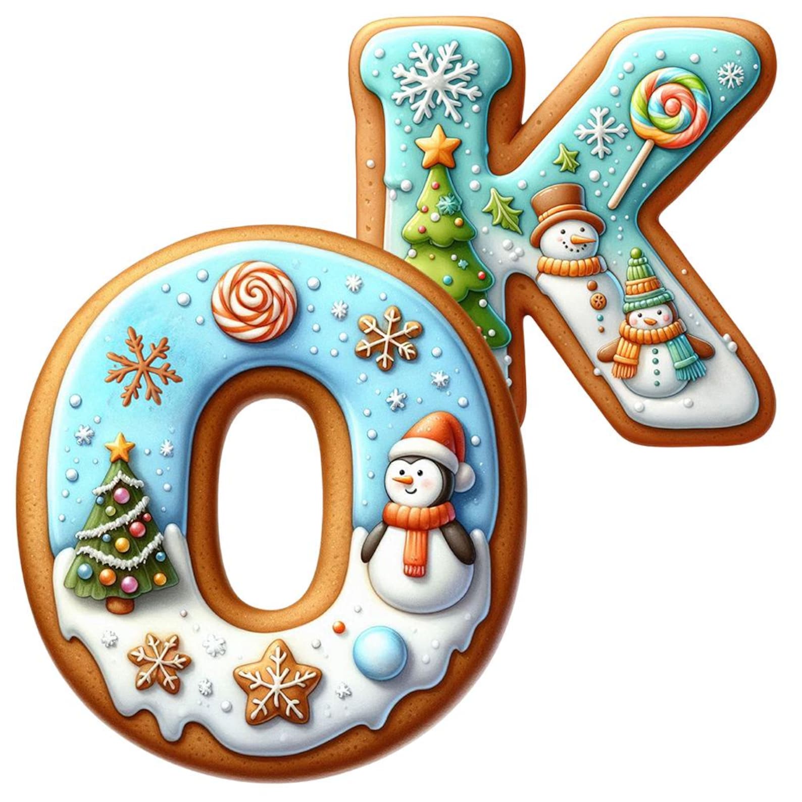 Gingerbread Christmas Alphabet & Numbers PNG, Christmas Clipart. 36PNG ...