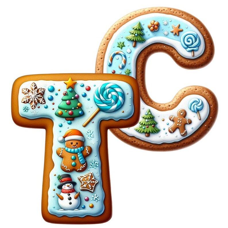 Gingerbread Christmas Alphabet & Numbers PNG, Christmas Clipart. 36PNG ...