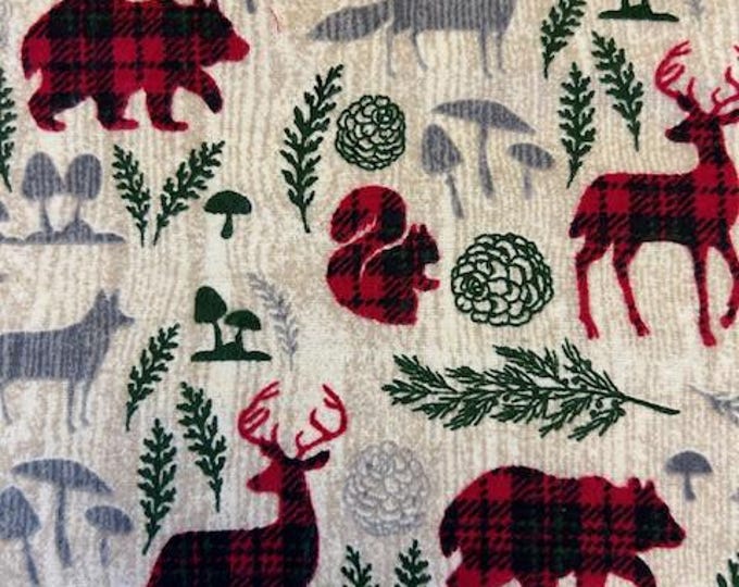 PLAID WOODLAND ANIMALS Flannel Fabric - Etsy