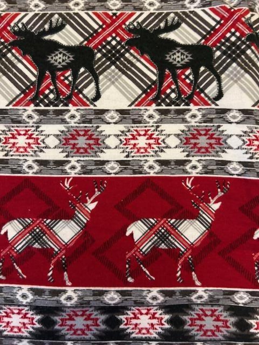 MOOSE & DEER - Flannel Fabric - Etsy