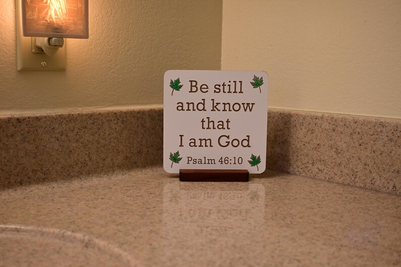 Psalm 46:10 Carved Sign, Maple Leaf Decor, Redwood Base - Etsy