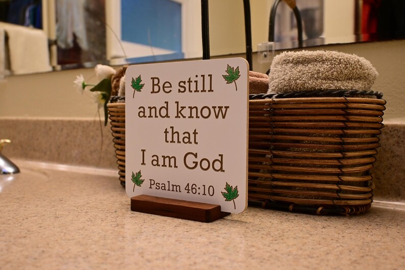 Psalm 46:10 Carved Sign, Maple Leaf Decor, Redwood Base - Etsy