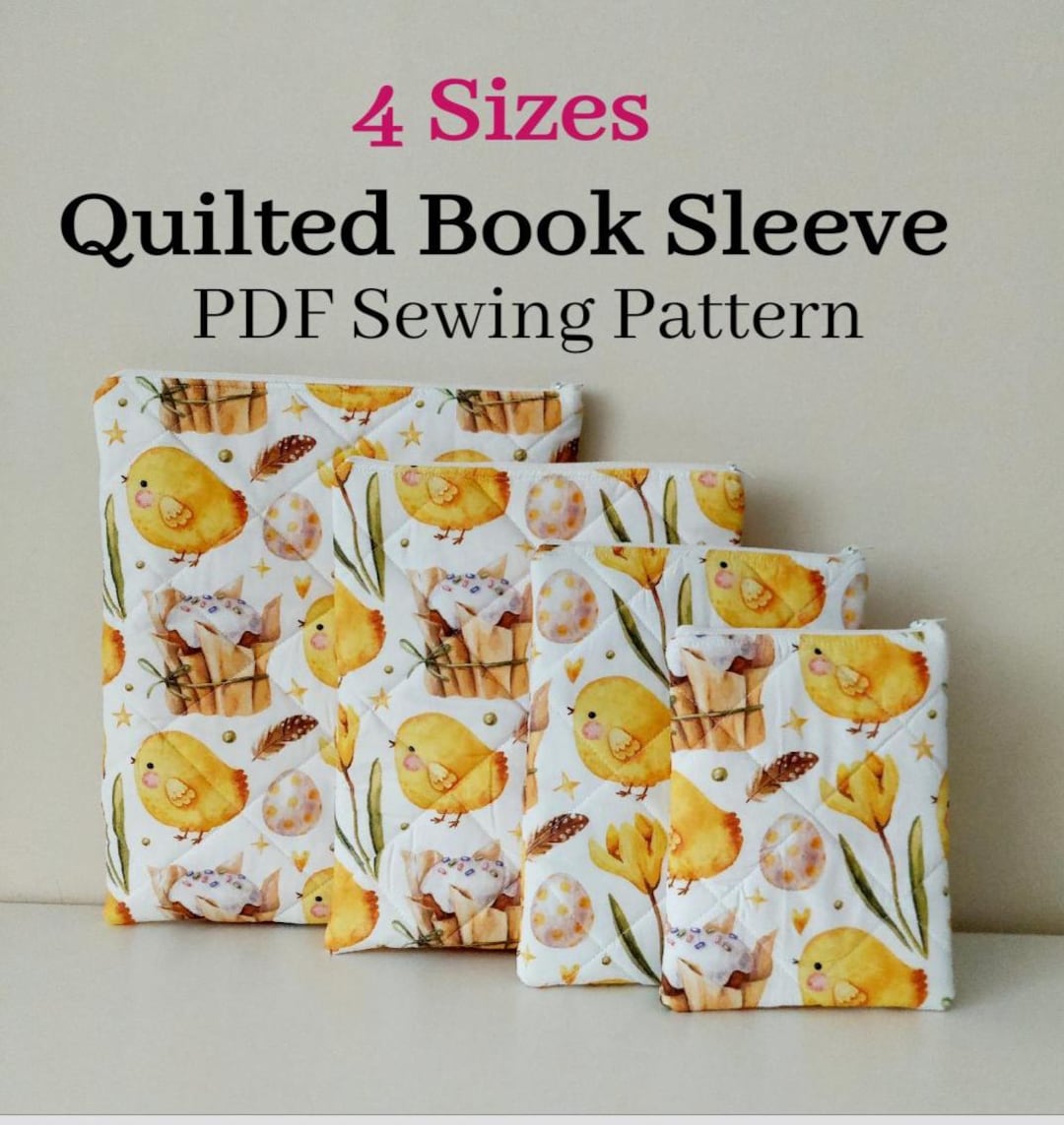 Quilted Book Sleeve Sewing Pattern 4 Sizes, Fabric Kindle Cover Pdf - Etsy