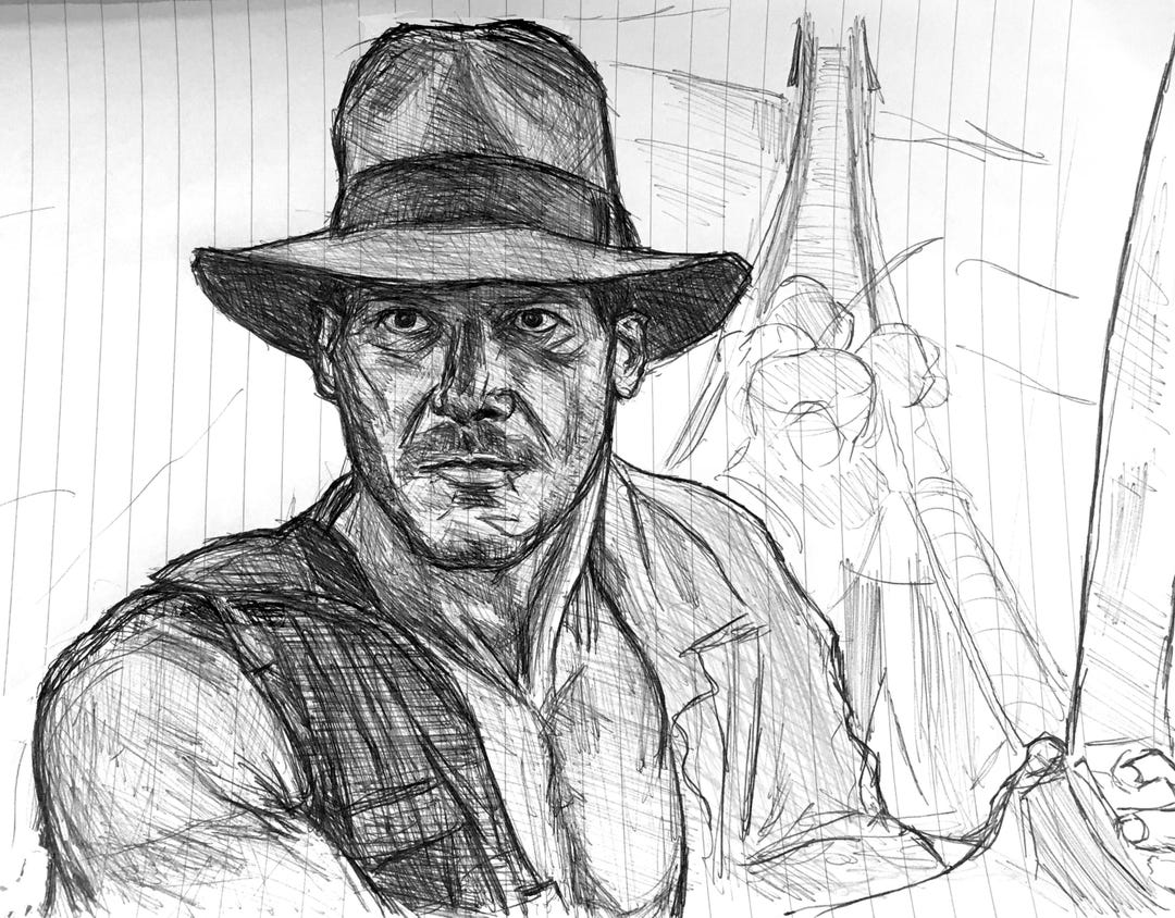 Indiana Jones, Pen Drawing, A4 Size. - Etsy