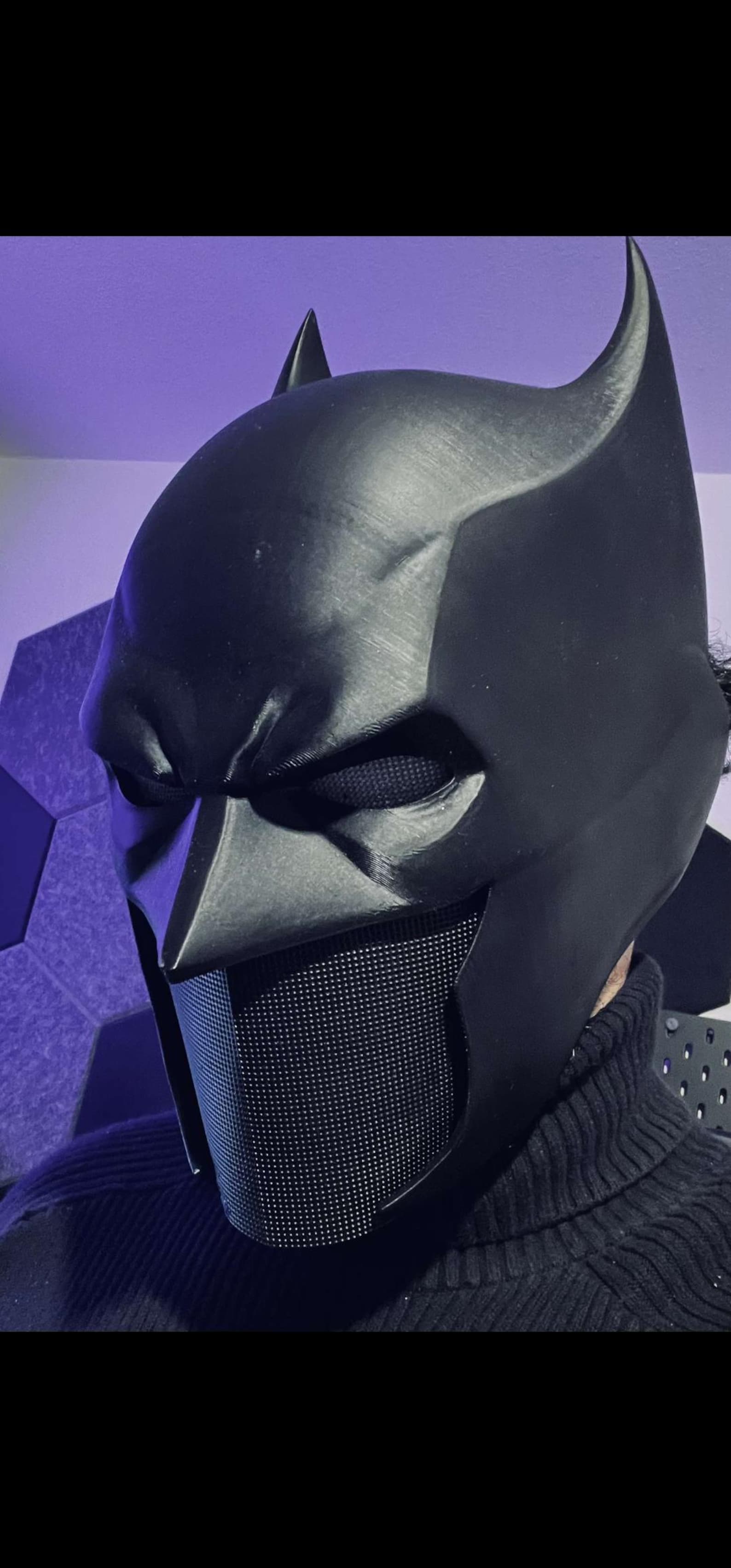 Bat Cowl Mask – Dark Vigilante Helmet With Mesh Eyes – Cosplay ...