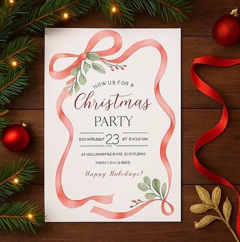 Editable Christmas Party Invitation Template | Canva Holiday Invite ...