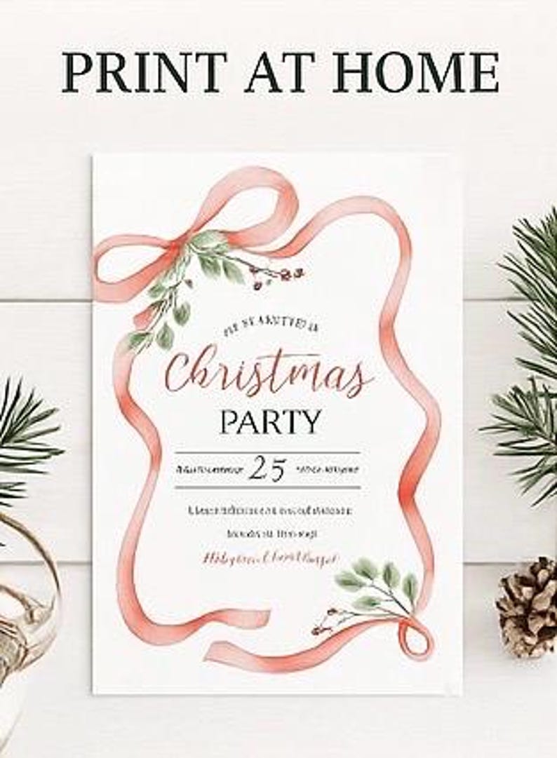 Editable Christmas Party Invitation Template | Canva Holiday Invite ...