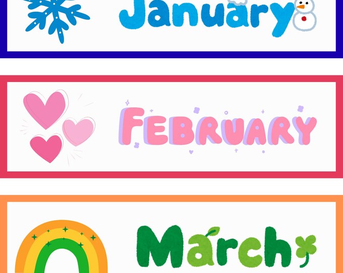 Classroom Calendar Headers | Seasonal Months of the Year (digital ...